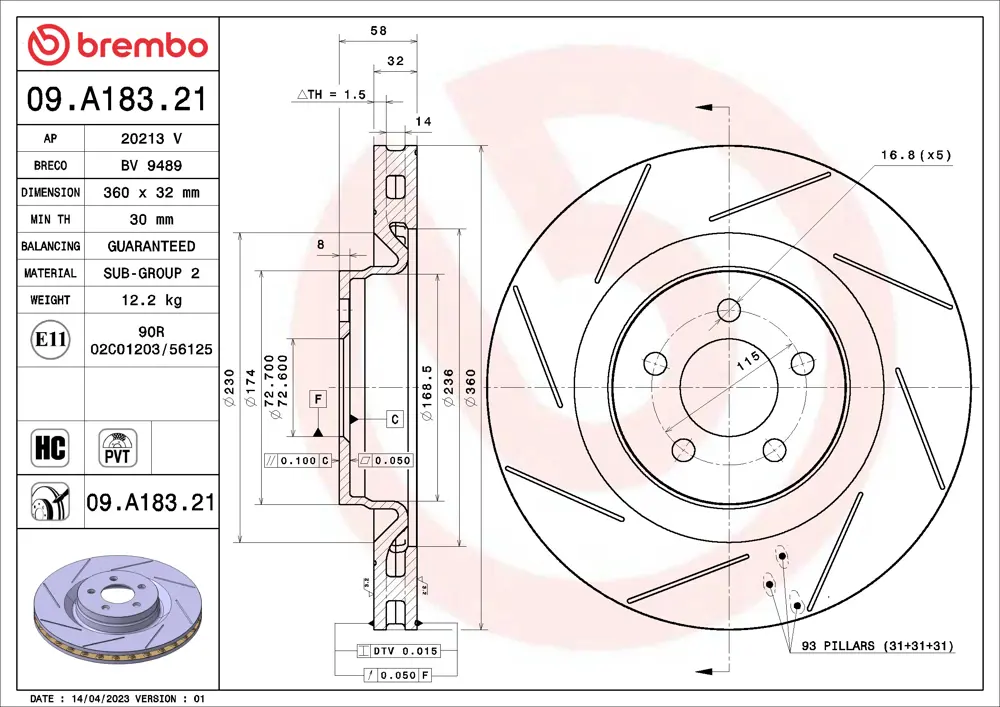Brake disc Brembo 09.A183.21