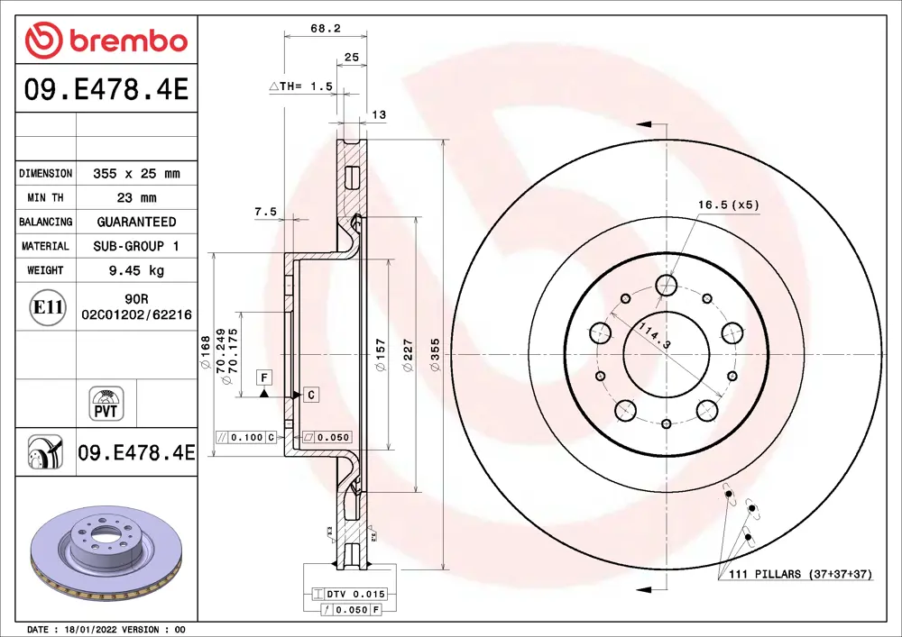 Brake disc Brembo 09.E478.4E