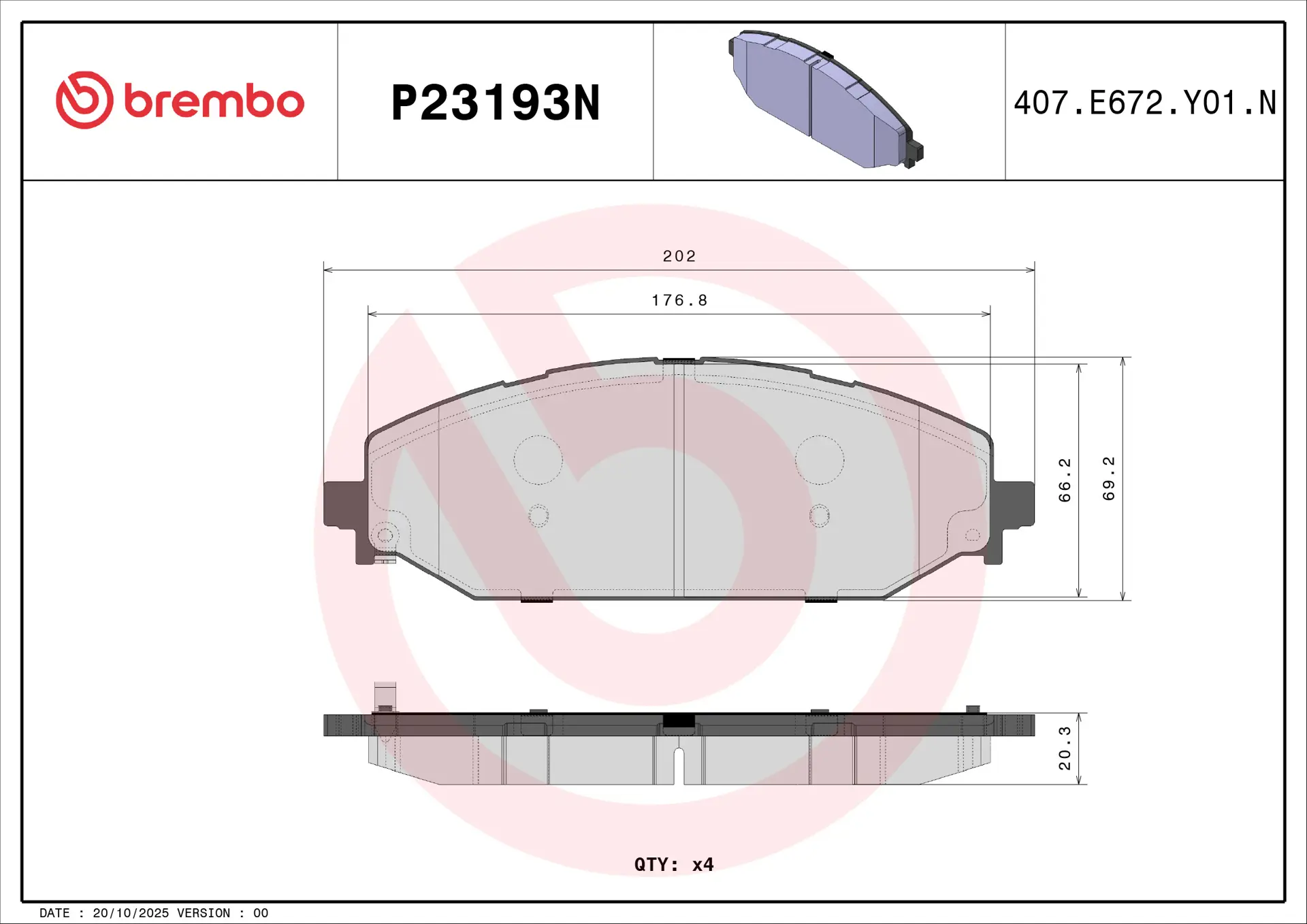 Brake pad Brembo P23193N