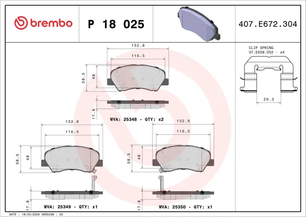 Brake pad Brembo P 18 025