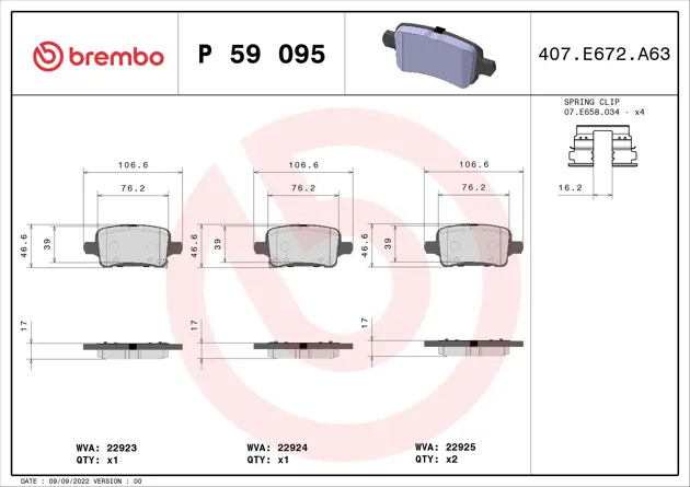 Brake pad Brembo P 59 095