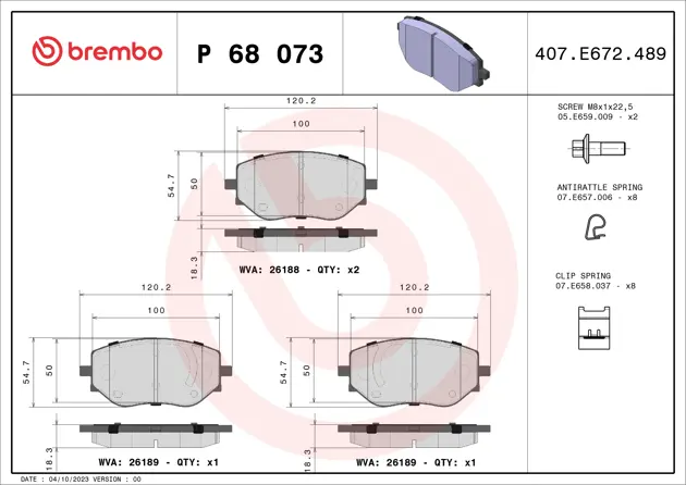 Brake pad Brembo P 68 073