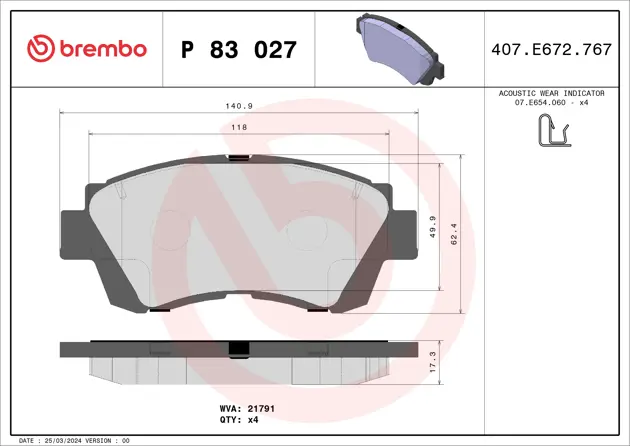 Brake pad Brembo P 83 027