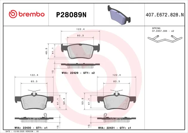 Brake pad Brembo P28089N