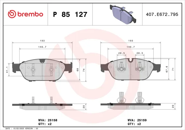 Brake pad Brembo P 85 127