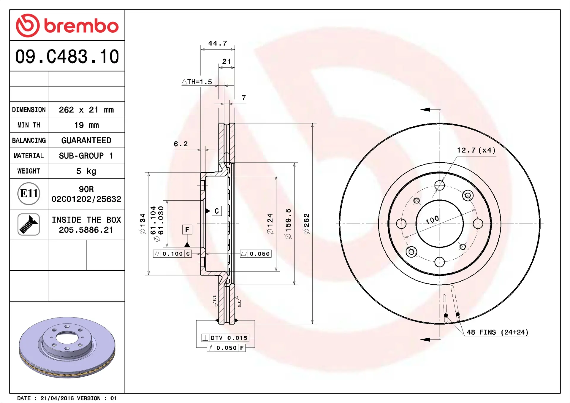 制动盘布雷博09.C483.10